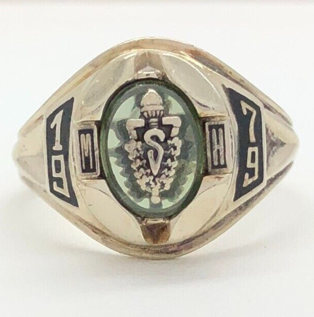 10K Solid White Gold 1979 MSH Class Ring Vintage Esta… - Gem