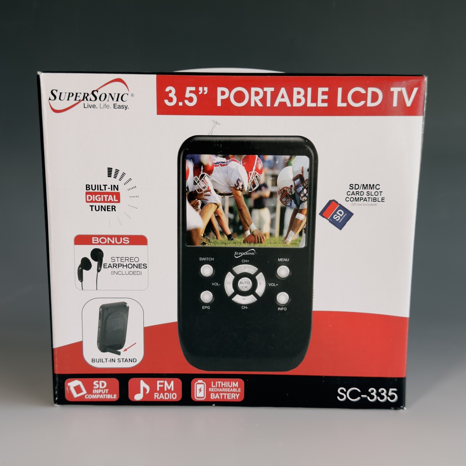 SuperSonic 3.5 Portable LCD TV SC-335 SD/MMC Reader FM Radio SEALED IN BOX