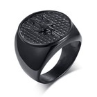 Neptune's Trident Medallion Signet Rings for Men Stainless Steel Black ...