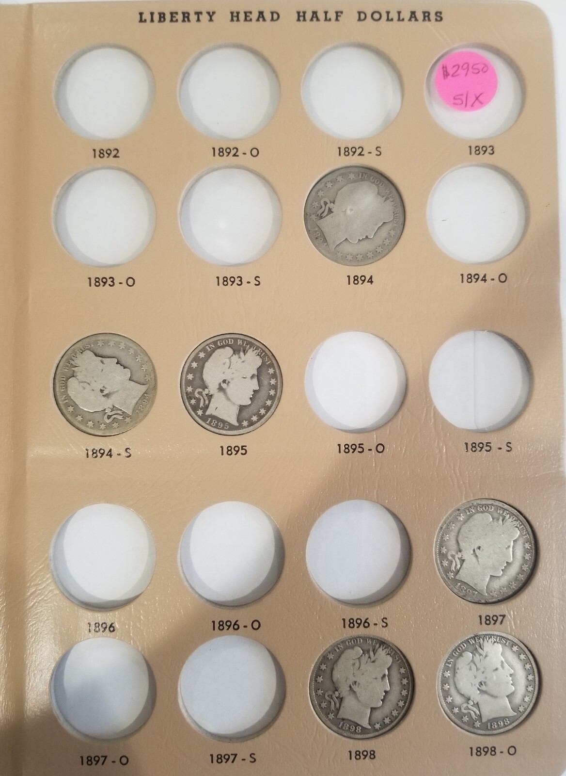 Barber Half Dollar complete 51 coin set Dansco. 98o,04s,06o,13,14,15p&s ...