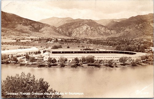 RPPC Postcard Penrose Stadium, Ice Palace, Broadmoor Hotel, Colorado ...