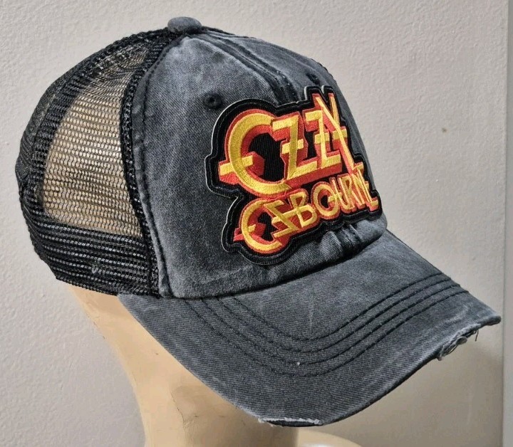 Ozzy Hat Black Mesh Distressed Ozzy Osbourne Rock Band Hat | eBay
