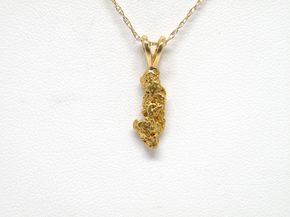 Genuine Natural Alaskan - Yukon Gold nugget Pendant with 14k Gold 18 ...