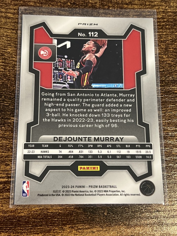 2023-24 Panini Prizm Dejounte Murray Silver Prizm Hawks SP | eBay