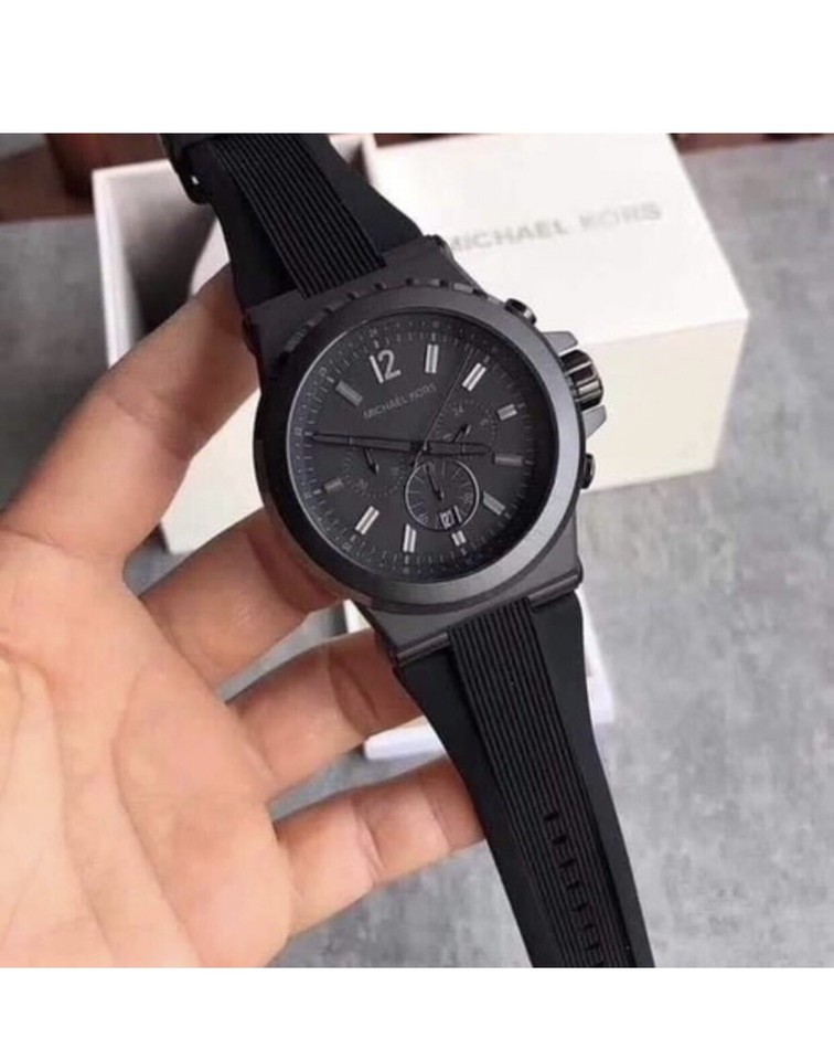 Michael Kors MK8152 Dylan Black Leather Band Chronograph Dial Men's ...