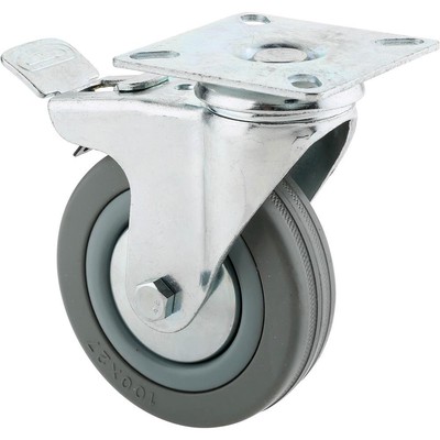 Steelex D2599 4" Gray Rubber Swivel Caster w/ Double Brake | eBay