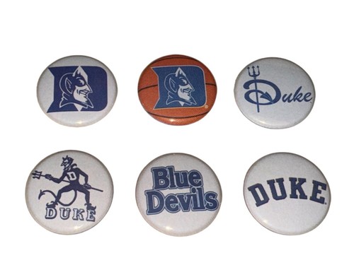1" SET OF 6 DUKE UNIVERSITY BLUE DEVILS LAPEL BADGE PINBACK BUTTONS ...