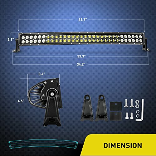 Curved 32" inch 180W LED Work Bar Lights Off-Road Driving Lamp Flood ...
