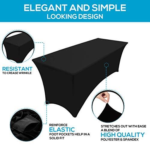 - 2 Pack, 6 Ft Stretchable Tablecloth - Tight Fit Washable and 6 feet ...