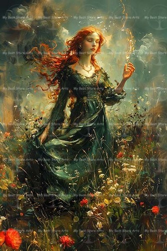 BRIGID GODDESS ART PRINT, Celtic Pagan Poster, Gothic Witchy Lunar Fire ...