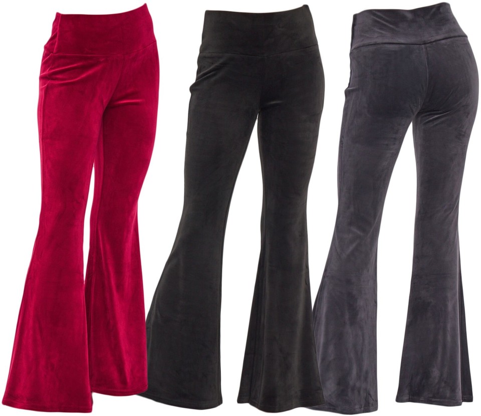 Womens Stretchy Bell Bottom Flare Palazzo Hippie Pants | eBay