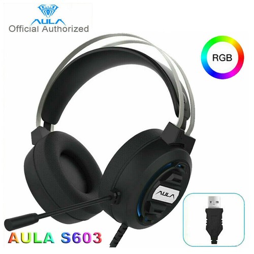 AULA S603 Wired Headset Gaming Headset Black 3.5mm Mic Headphones ...