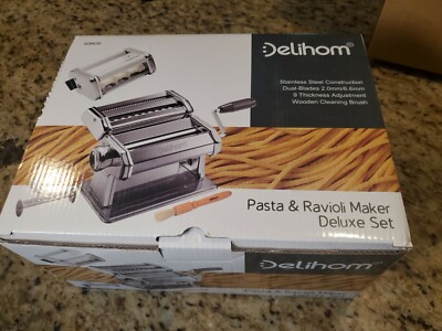 Delihom Pasta Maker - Stainless Steel Pasta Machine, Cutter, Ravioli ...