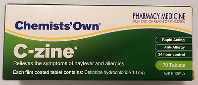 3 x Chemists' Own C-Zine Cetirizine 10mg Tab 70 Tablets = SAME AS ...