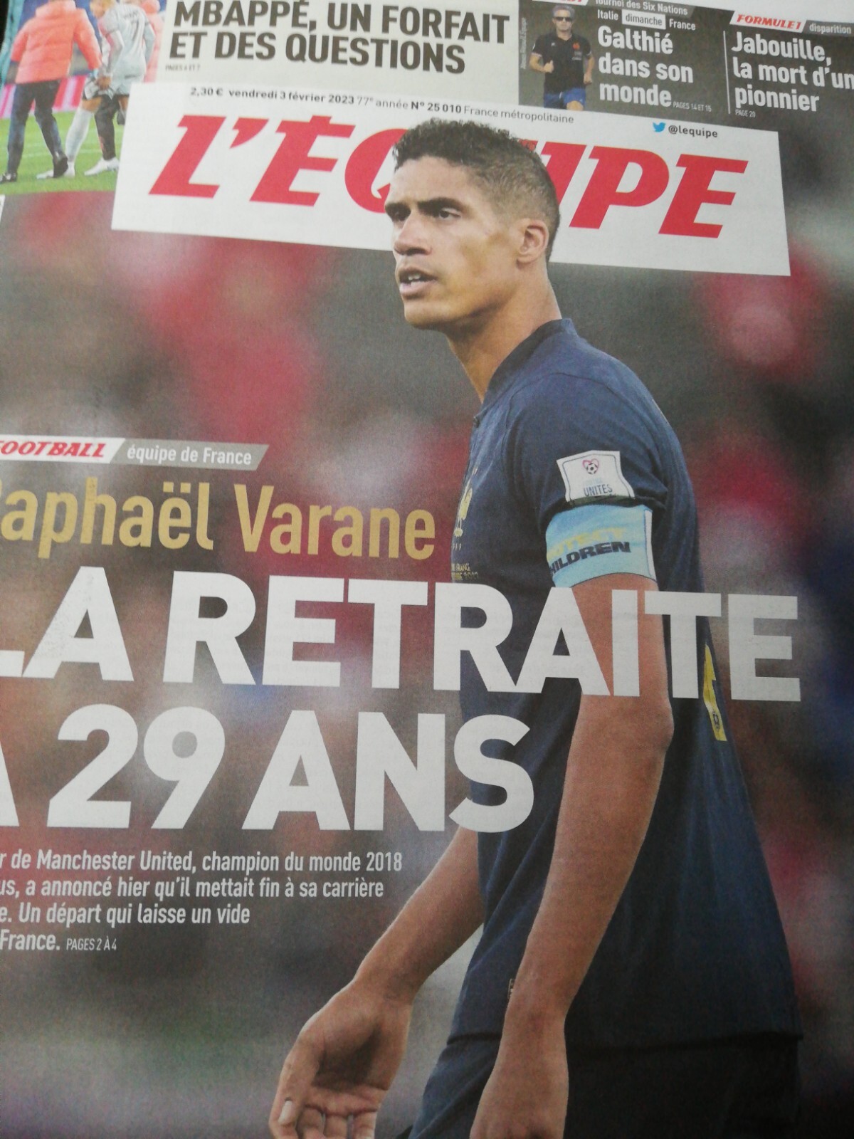 L Équipe. Équipe de France. Raphaël Varane. Équipe de France. Retraite ...