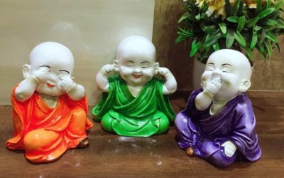 3 Baby Joyful Monk Laughing Baby Buddha Figurine colourful gift item ...