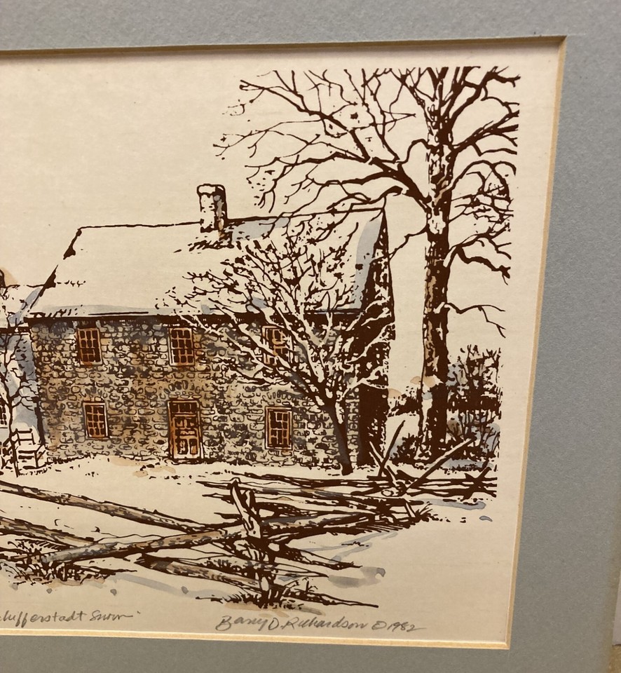 1982 Barry Richardson "Schifferstadt Snow" Frederick MD Signed Print ...
