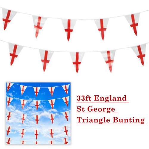 England St George's Day Cross 10m Plastic Pennants Party Bunting Banner ...