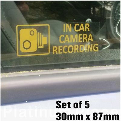 5 x Orange - In Car Camera Recording Warning Stickers-CCTV Signs -Go ...