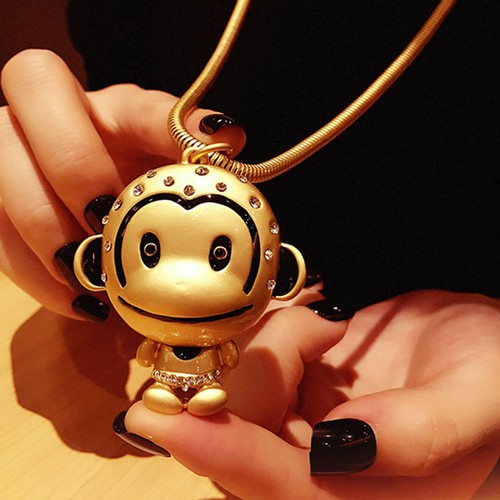 Gold Plated Silver Monkey pendant necklace with 18" Chain Gift Box L27 ...