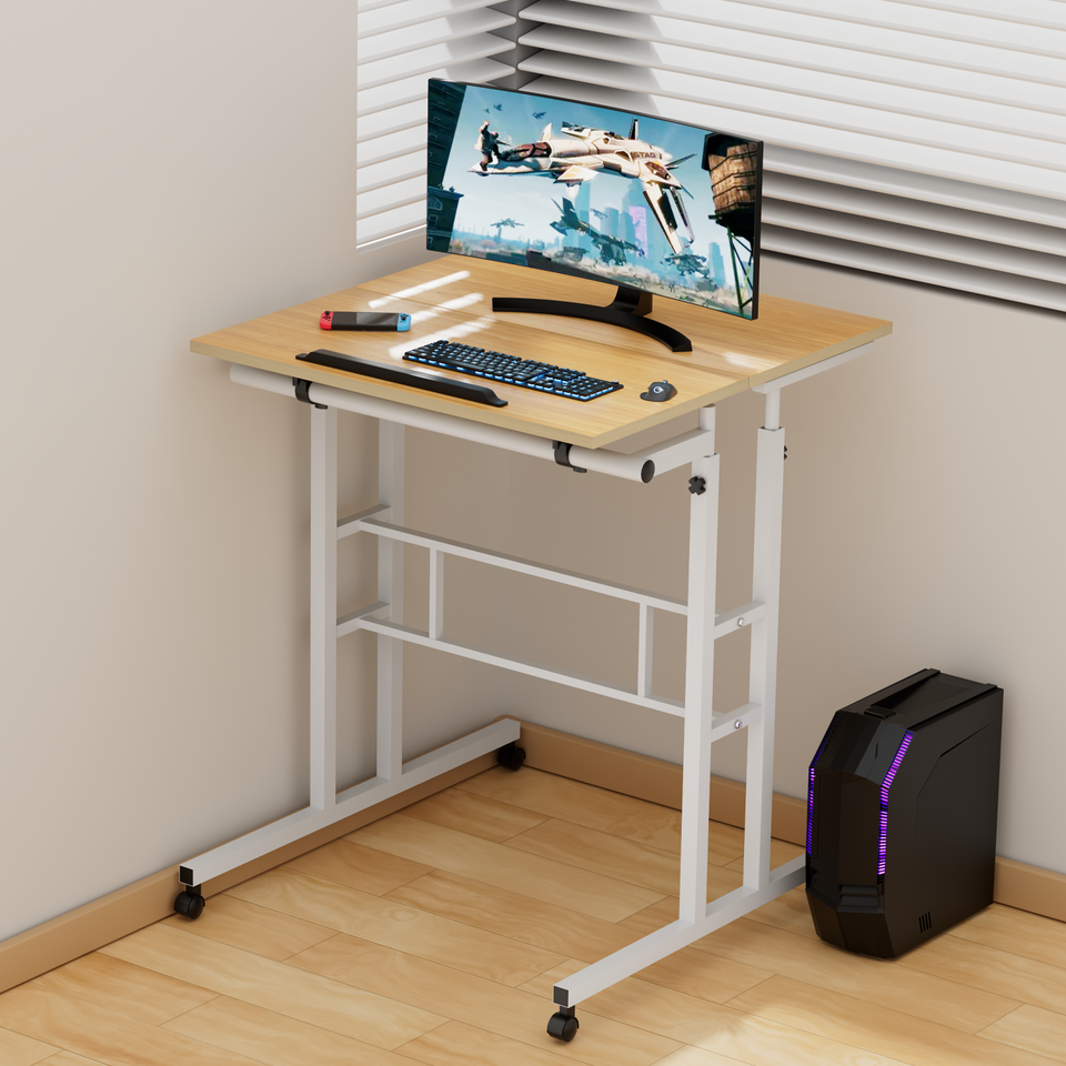 Rolling Laptop Desk Adjustable Height Computer Table Stand up Office ...