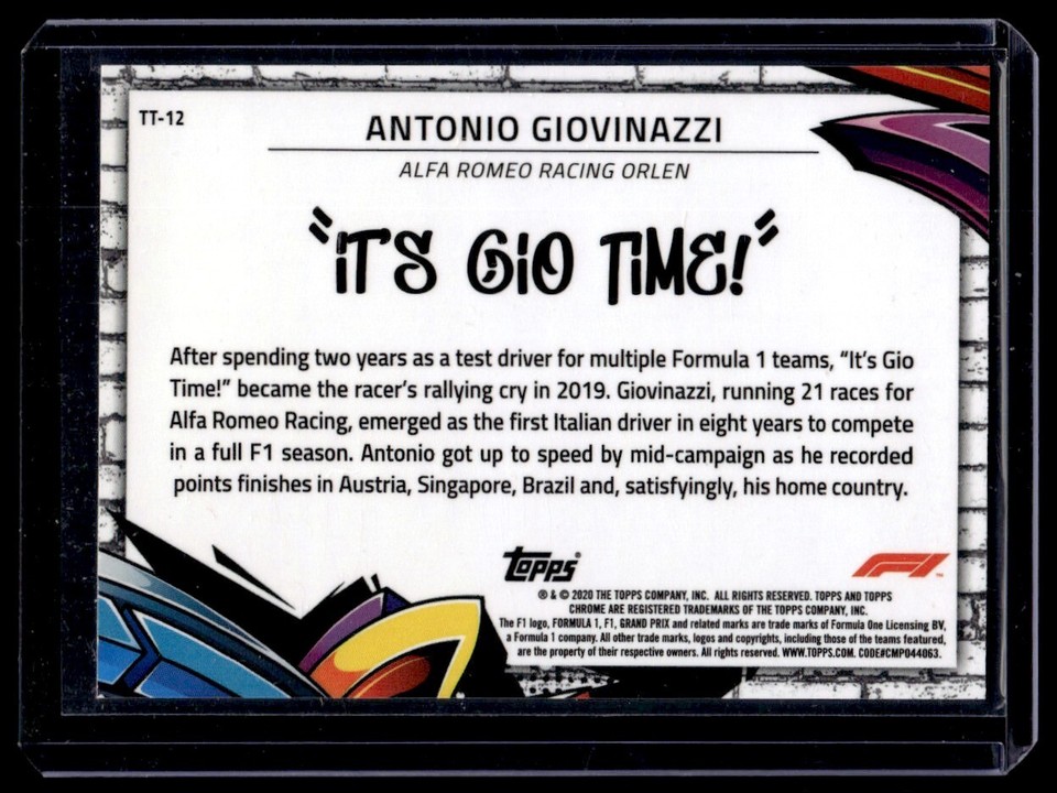 2020 Topps Chrome its Gio Time Antonio Giovinazzi G19 #TT-12 | eBay