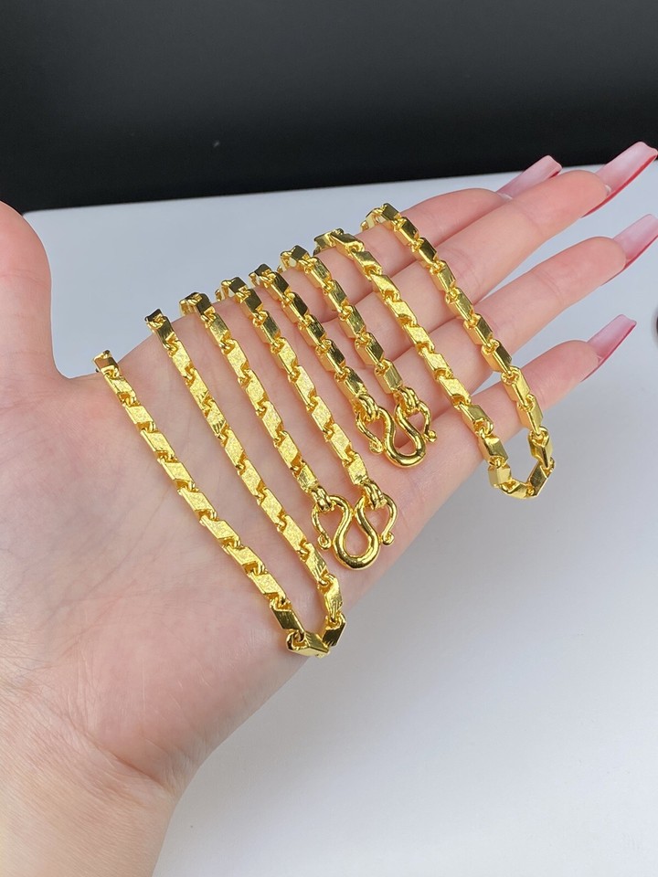 9999 24k Solid Gold Slanted Box Chain Slightly Hollow 75 Gram 22” 3.9mm ...