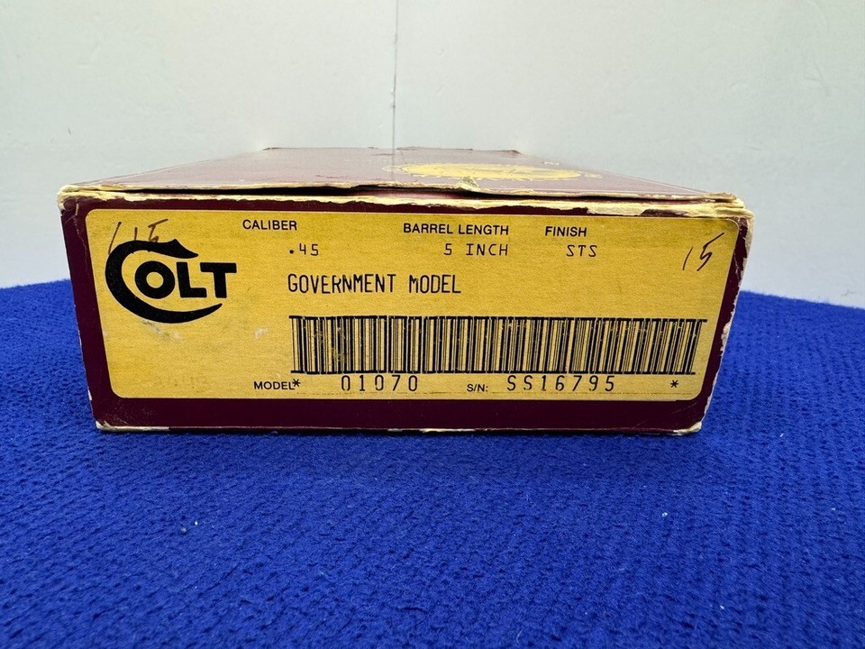 1986 Colt Factory Original Government Model Box *WITH RED TAPE AND ...