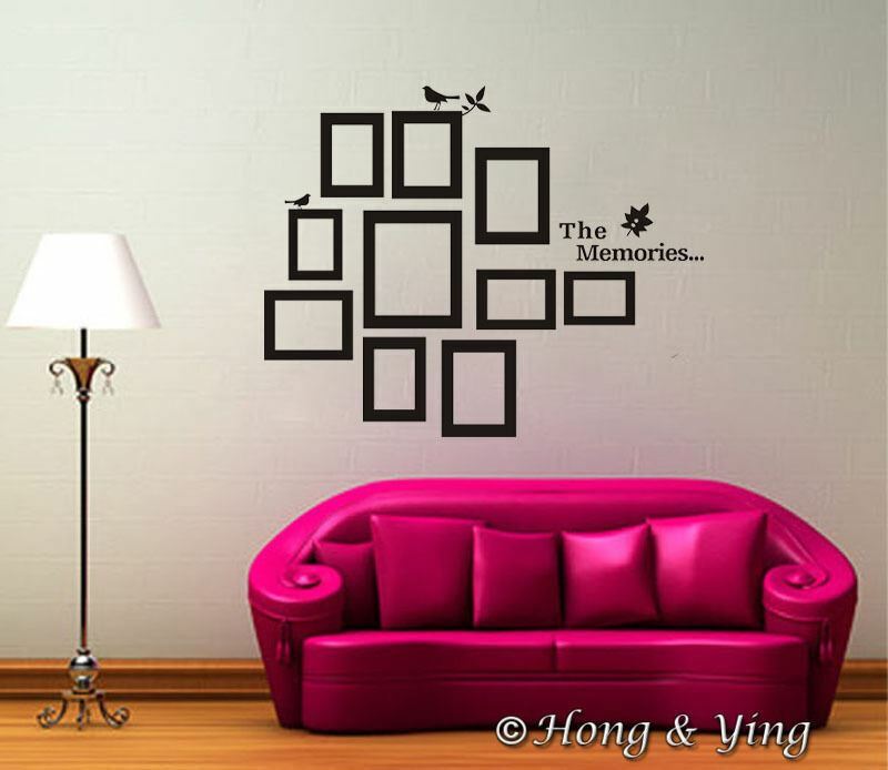 10 PCs Picture Photo Frame Set Wall Black Sticker Vinyl Decal Decor ...