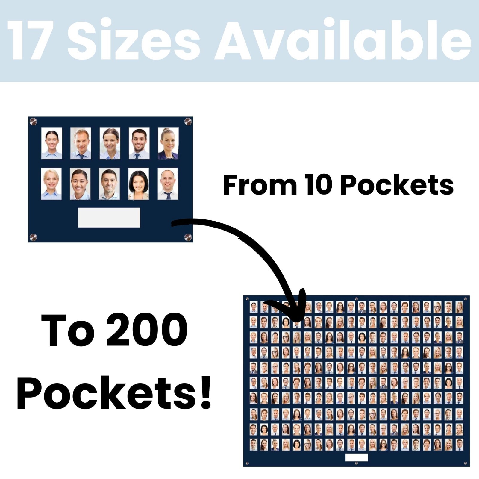 Dark Blue 16 Pocket Image Staff, Student, Employee Display Board With ...