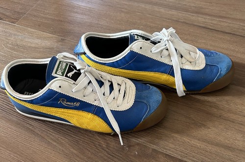 Vintage 68 Puma Roma Blue/Yellow Trainers Sz 10 | eBay