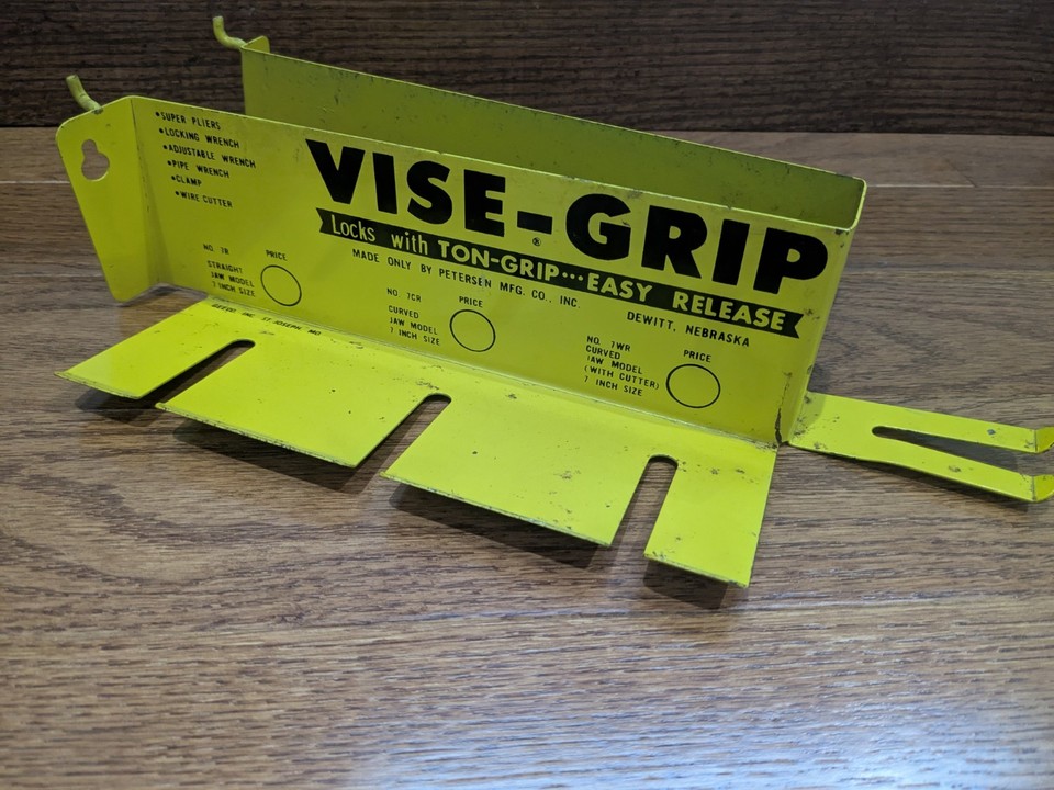 Vintage Petersen Vise-Grip Store Display Metal Yellow Wall Rack DeWitt ...