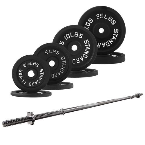Cast Iron 100 lb Barbell Weight Set with 5FT Bar – Standard Plates for ...
