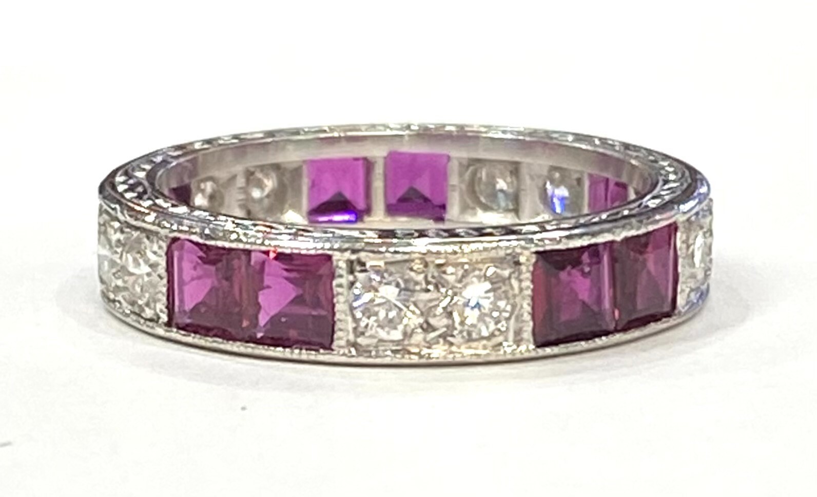 Ruby Diamond Platinum Eternity Band - Gem