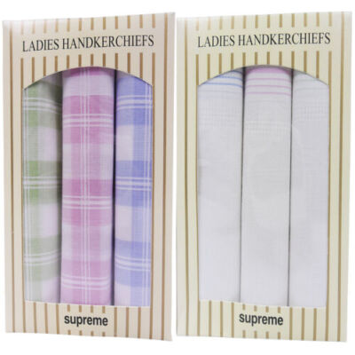 Ladies Checkered Handkerchiefs 100% Cotton Hankies Womens Pocket Hanky ...