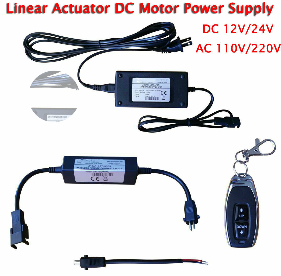 Motor Power Linear Actuator Wireless Remote Control DPDT DC 12V AC 110V ...