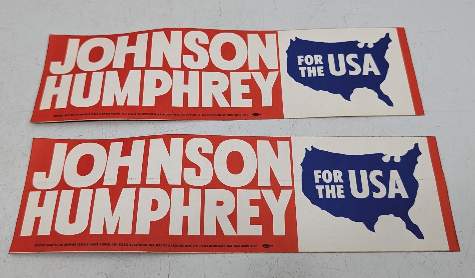 2 Bumper Sticker Campaign 1964 Johnson-Humphrey - Vintage Original ...