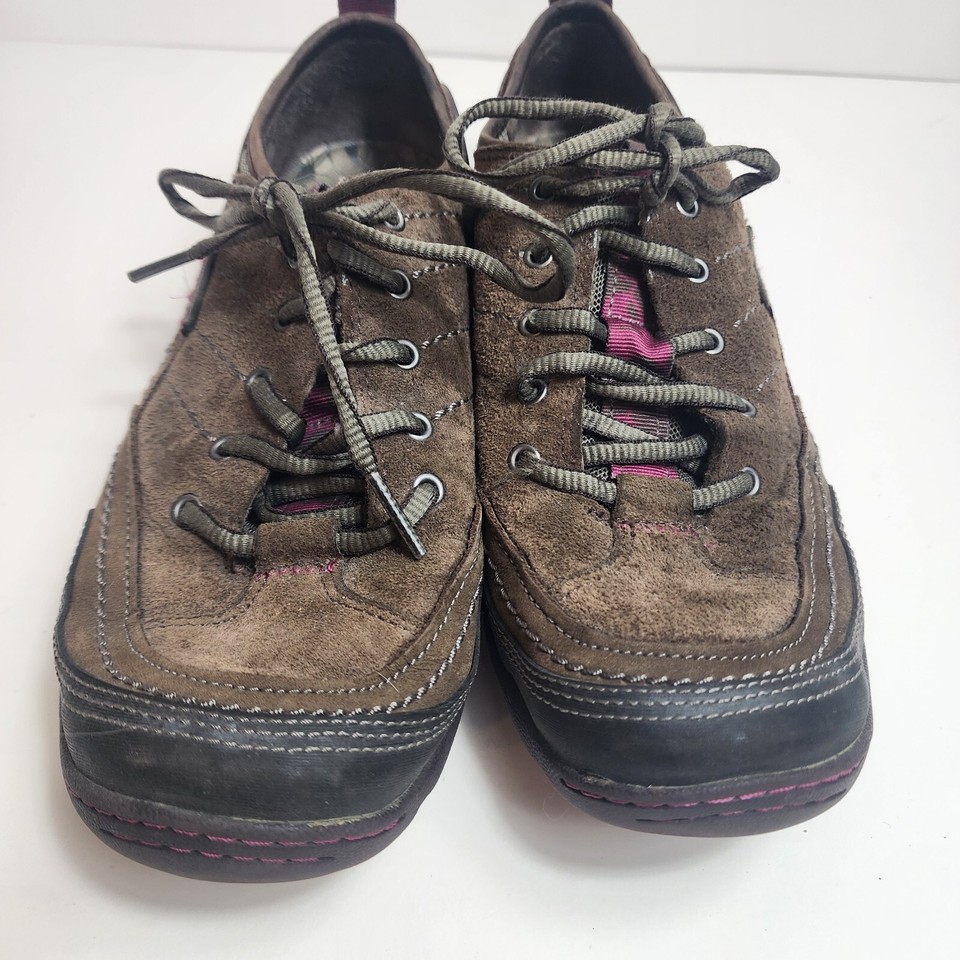 Merrell Women's Stone Brown Pink Leather Lace Up Hiking Shoes Size 7.5 ...