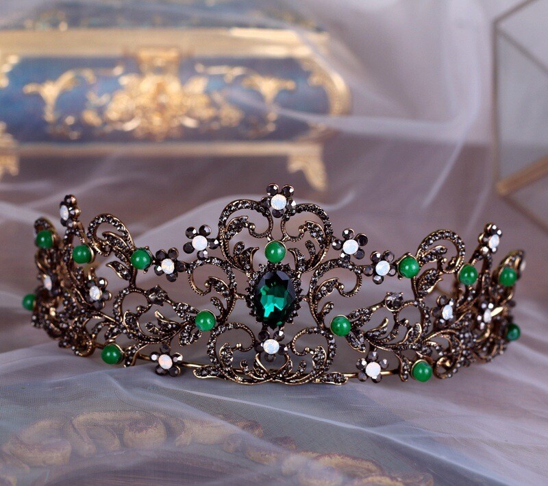 55 Styles Green Crystal Queen Princess Tiara Crown Wedding Princess For ...