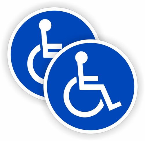 (2) Handicap Parking Symbol Vinyl Stickers Decals Disabled Handicapped ...