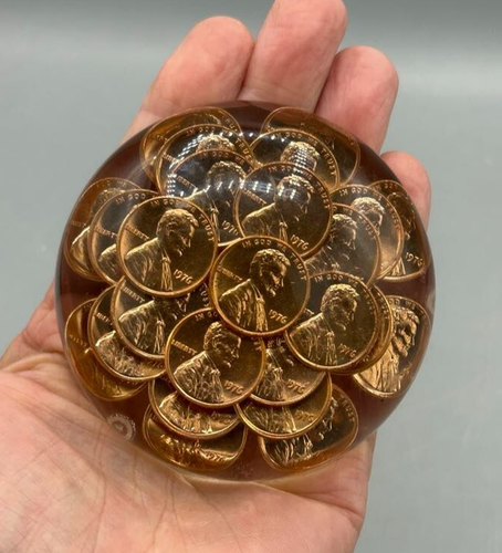 Vtg 1976 UNIQUE Lucite Coin Lincoln Penny Paperweight Uncirculated ...