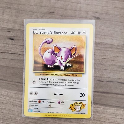 Pokemon Lt. Surge’s Rattata Star Holo 015/034 CLB English Classic ...