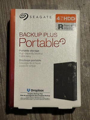 BRAND NEW Seagate 4TB External Hard Drive - Black BACK UP PLUS PORTABLE ...