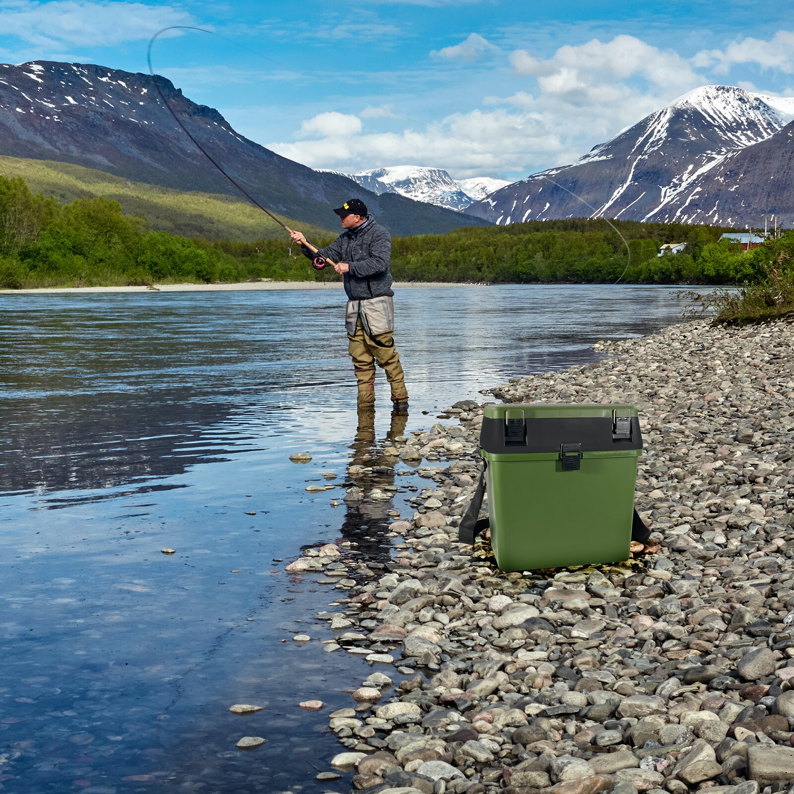 Tackle Box seat bucket box for camping fishing basket boating with back ...