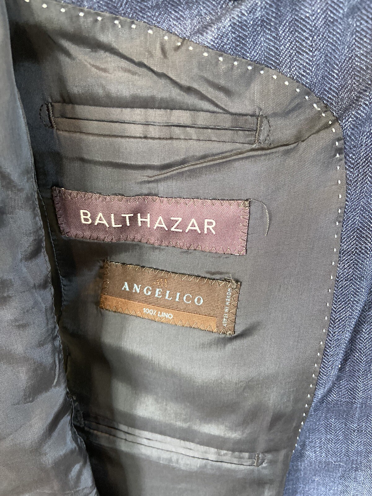 Balthazar Angelico Blue Linen 2 Button Double Vent Bl… - Gem