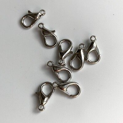 20pcs Lobster Clasps Silver Colour Metal 12x6mm DIY Jewelry Claw Clasp ...
