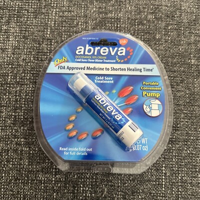 New Abreva Cold Sore Fever Blister Treatment Pump 2g (.07 Oz) Exp:03/ ...