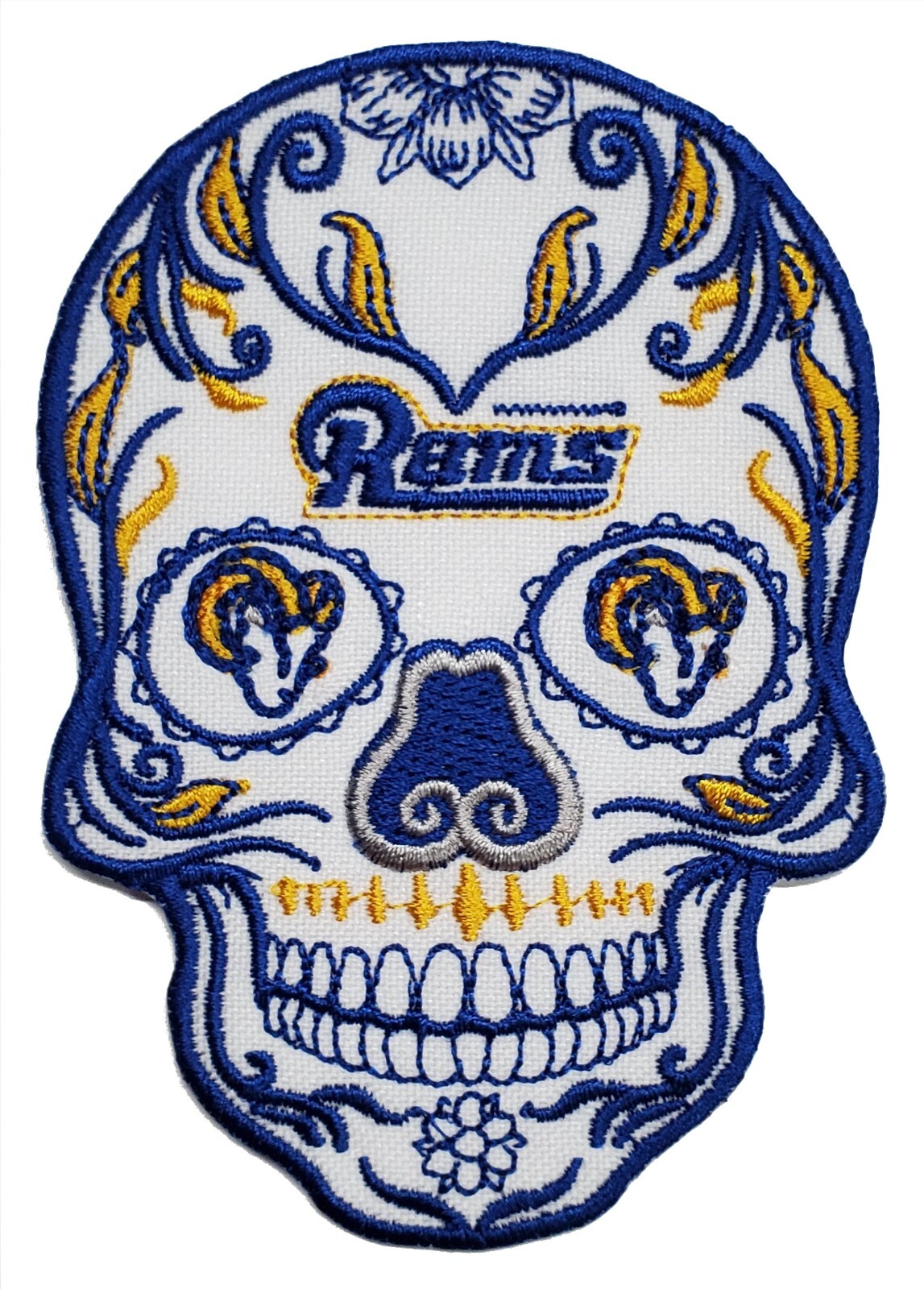 Los Angeles Rams Sugar Skull NFL Football Embroidered Iron On Patch ...