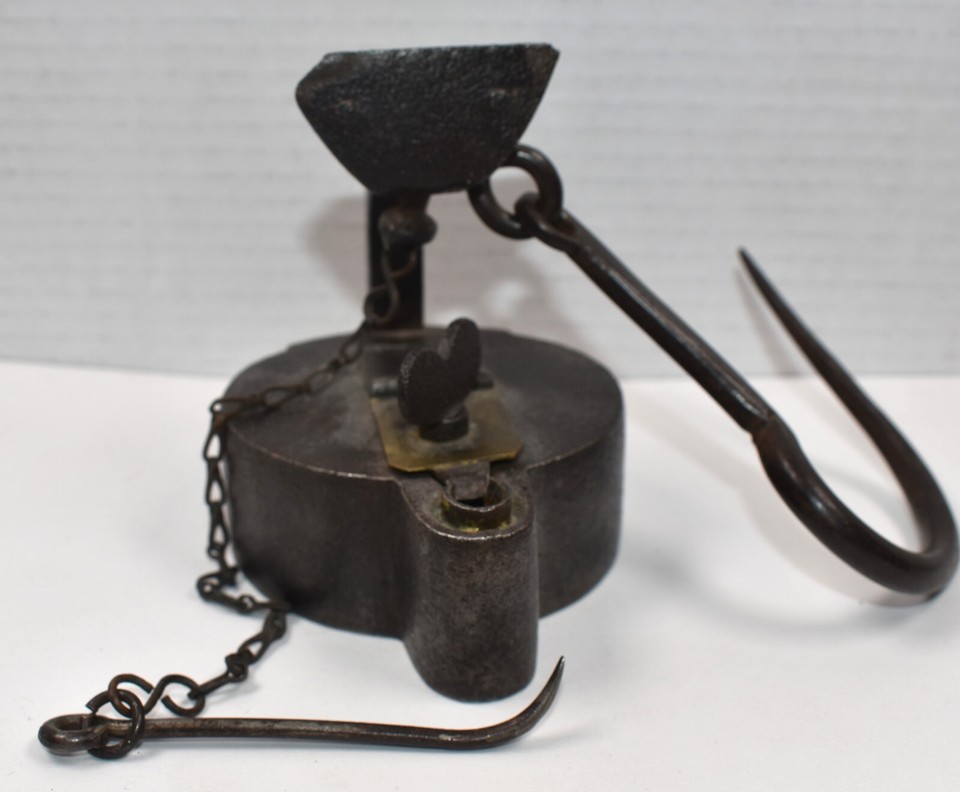 RARE Early Antique Cast Iron BETTY Whale Oil Miner Lamp Lantern _ WOW ...