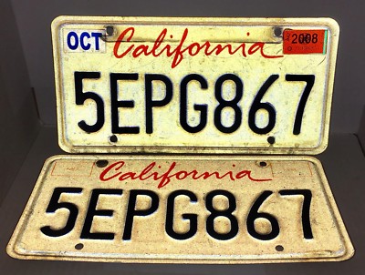 2000's Pair of California License Plates #5EPG867 ~ Lipstick Style ...